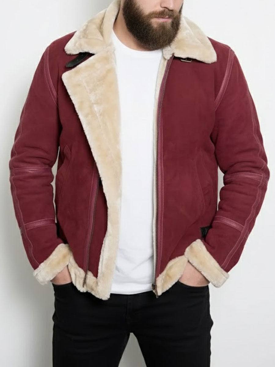 Ryan Reynolds Spirited Clint Briggs Jacket - Red Shearling Jacket